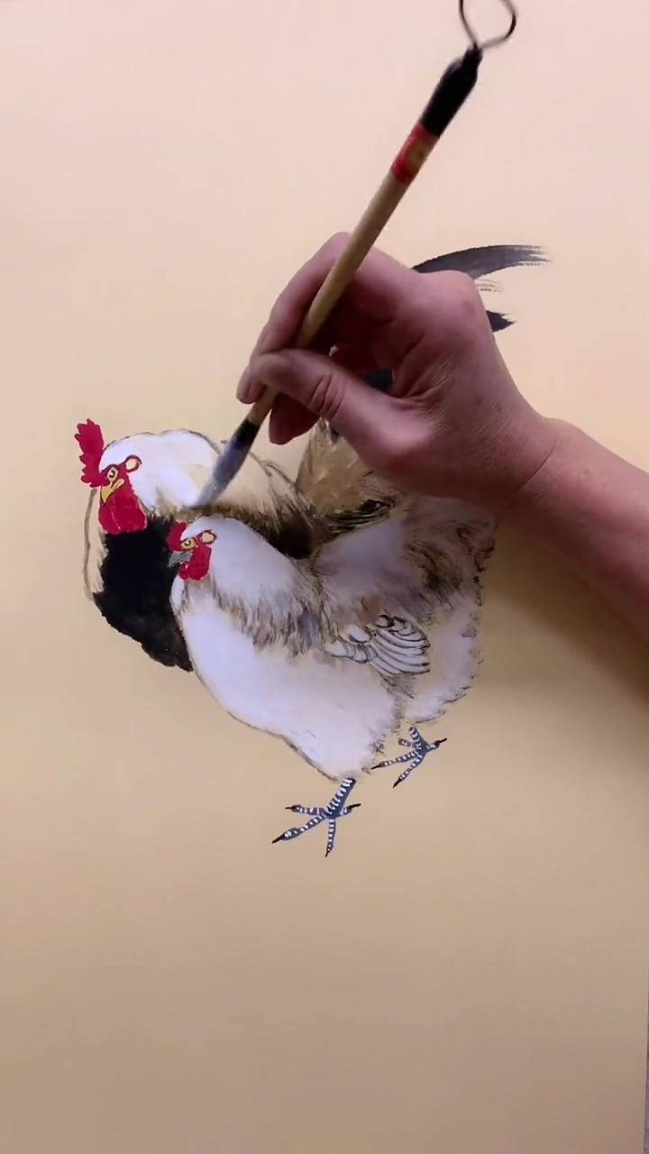 国画艺术 写意花鸟 鸡的画法