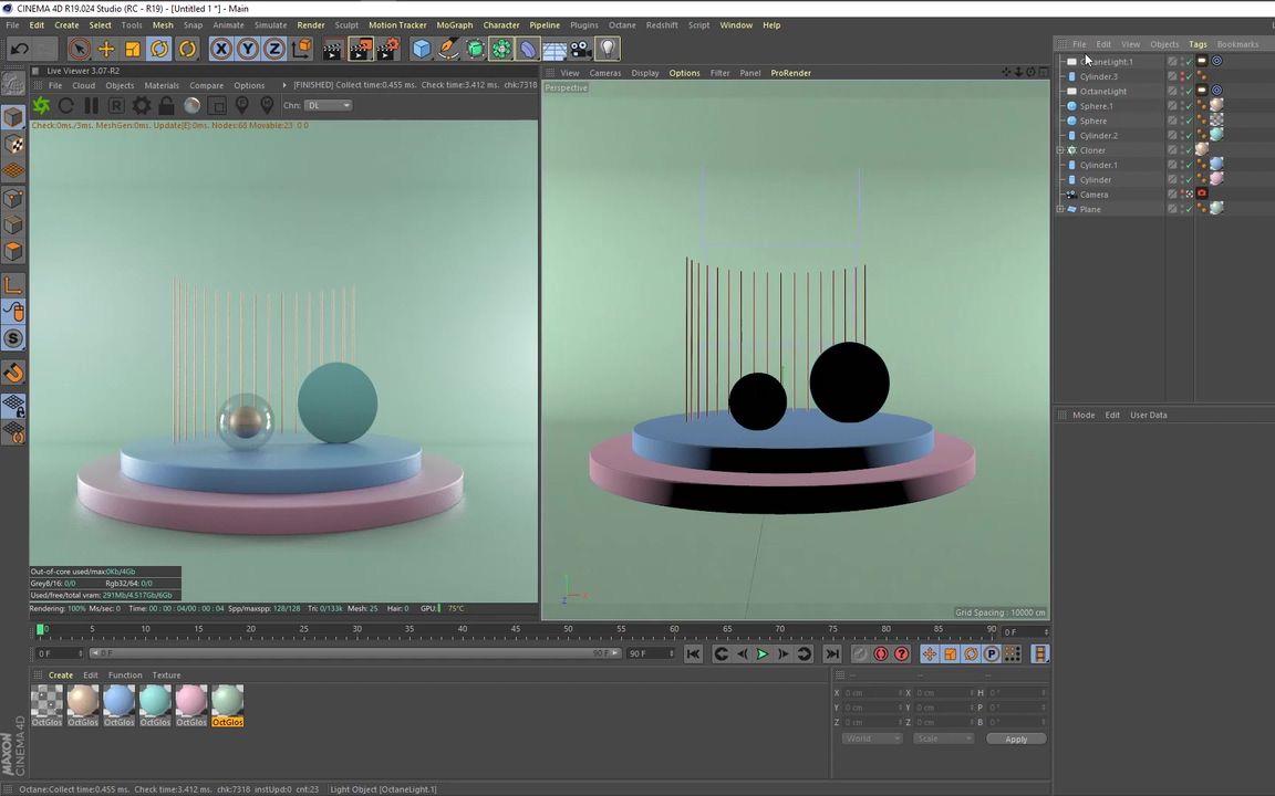 C4D教程-摄影棚灯光设置Octane渲染基础学习