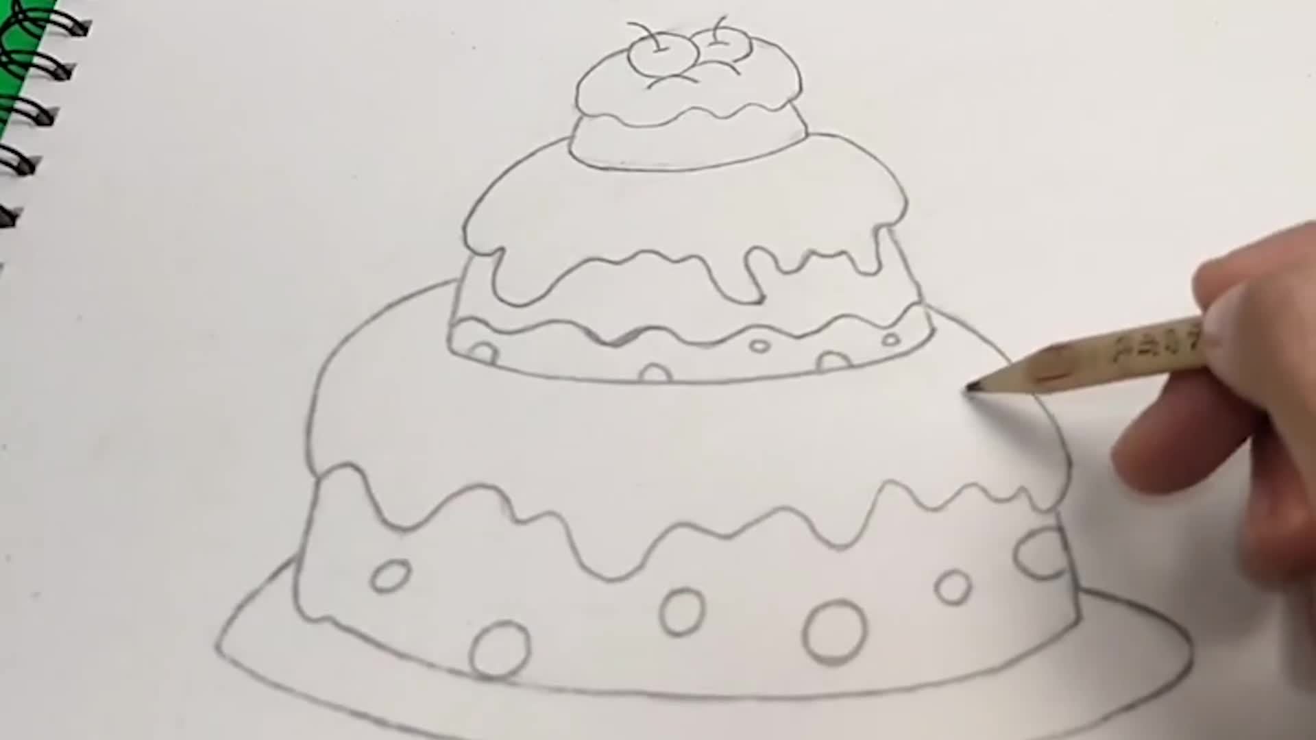 白雪公主画的生日蛋糕好漂亮呀,小朋友你们觉得呢