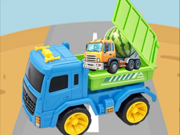 搅拌车躲在垃圾车里,差点被臭晕,工程车动画片大全