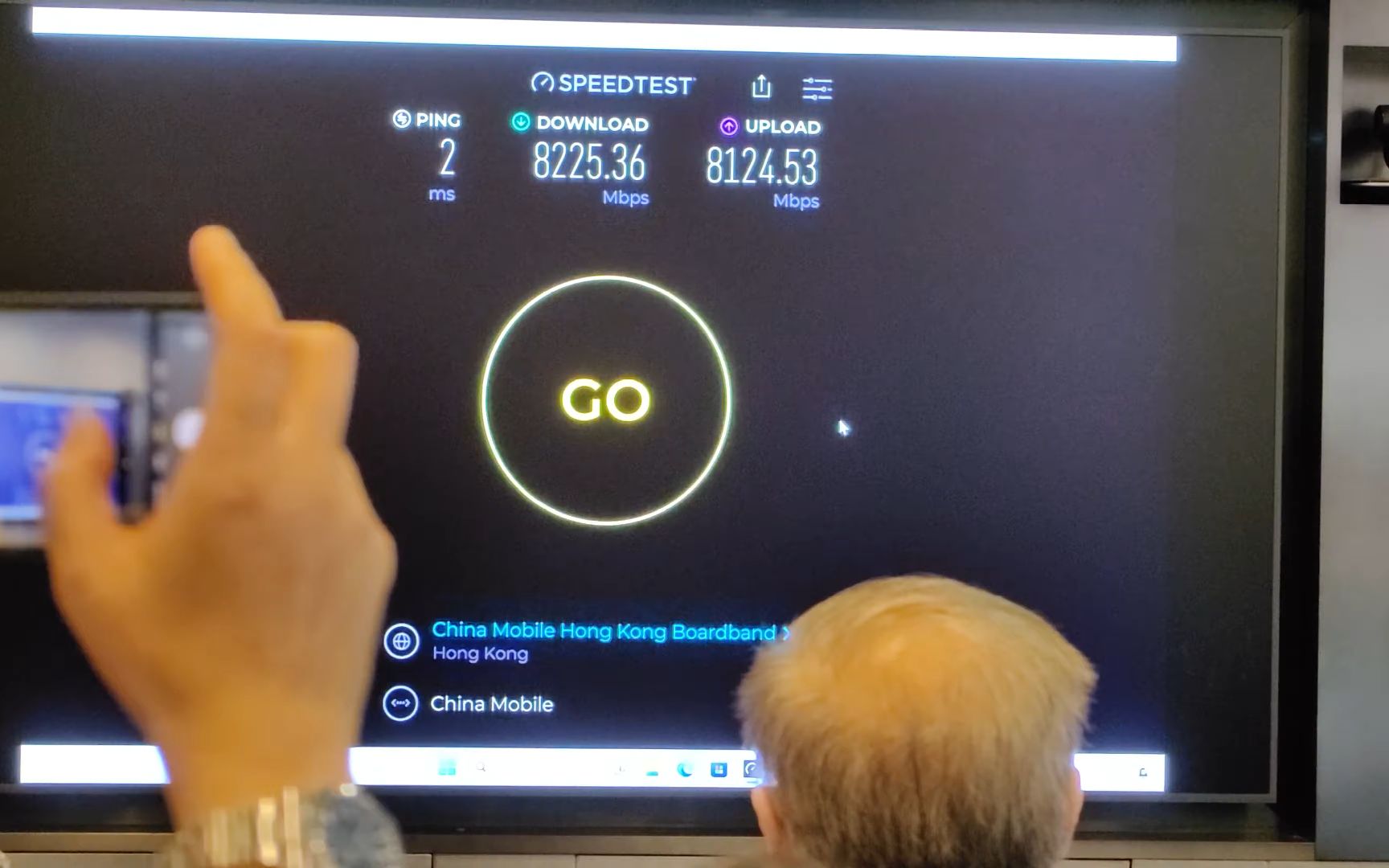 中国移动10G和1G宽带现场测速演示