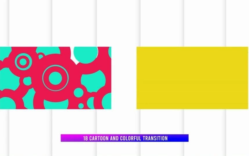 卡通多彩平面几何图形转场过渡展示动画AE模板