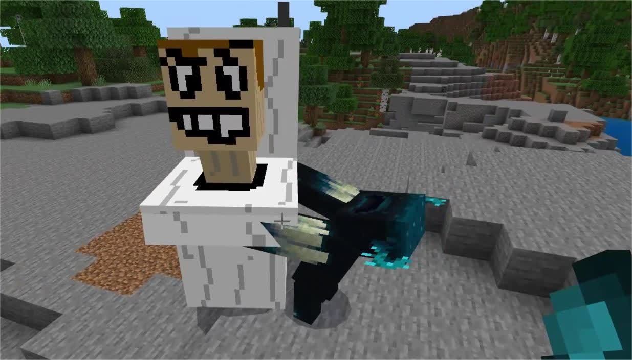 魔哒解说我的世界基岩版:监守者大战滑稽的马桶人