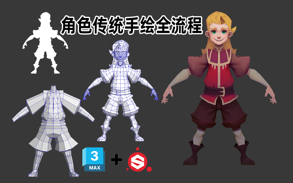 【3DMAX角色制作】“精品教程”传统手绘模型全流程制作