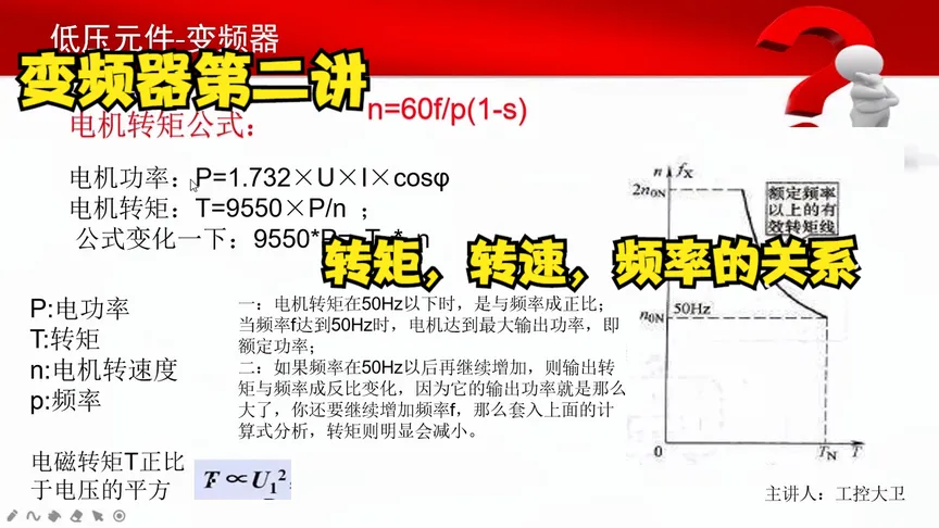 变频器(第二讲)转矩,转速,频率关系分析