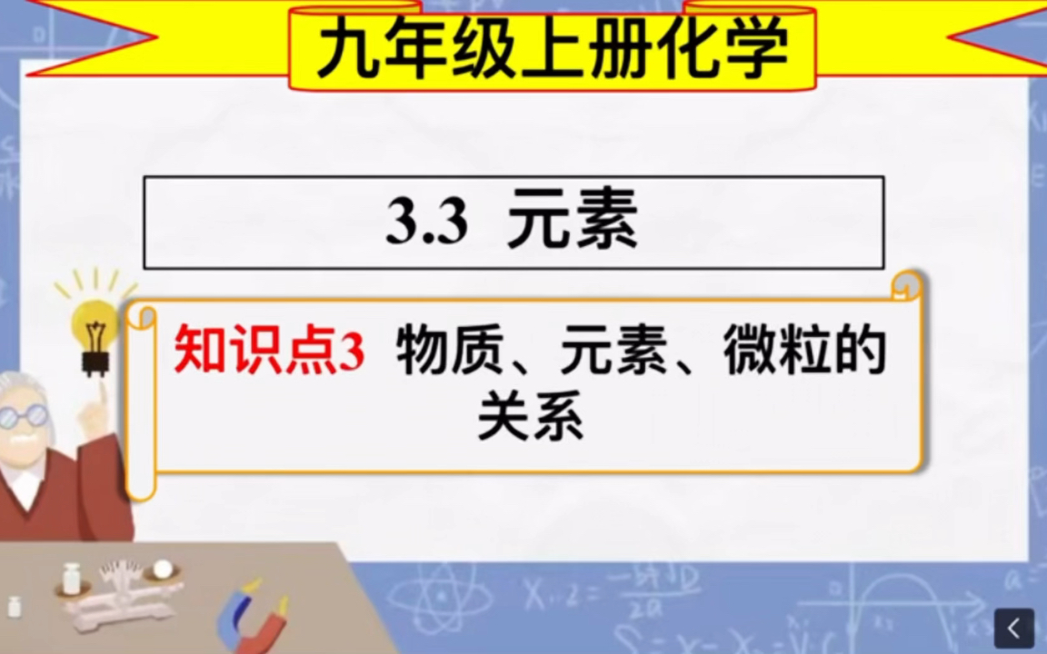 初三化学:元素组成物质,微粒构成物质
