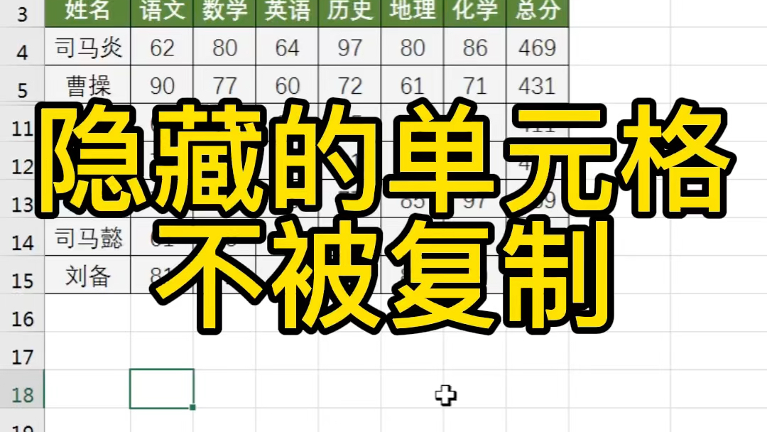 excel隐藏的单元格不被复制