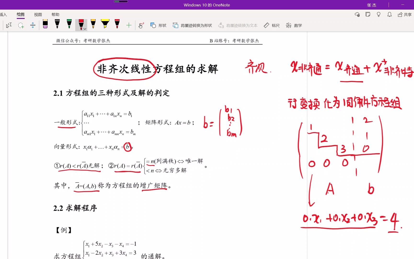 08非齐次线性方程组的解法