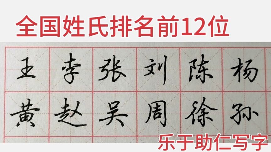 书写全国姓排名前12位姓氏!汉字书写核心是结构,控笔是灵魂!
