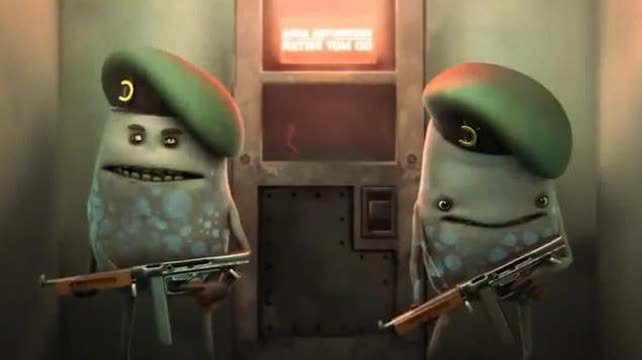 被病毒感染的人类,身体里细胞拿着枪抗战,高分动画