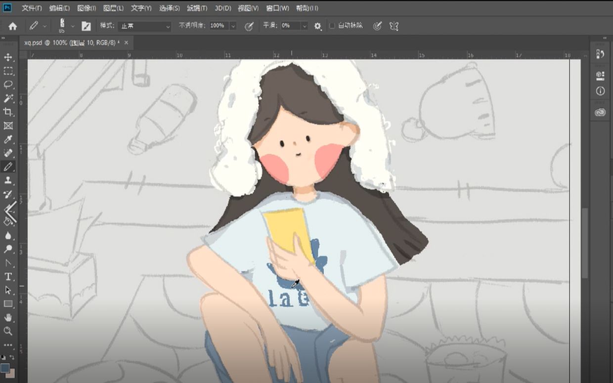 【PS插画】人物的线稿+上色过程