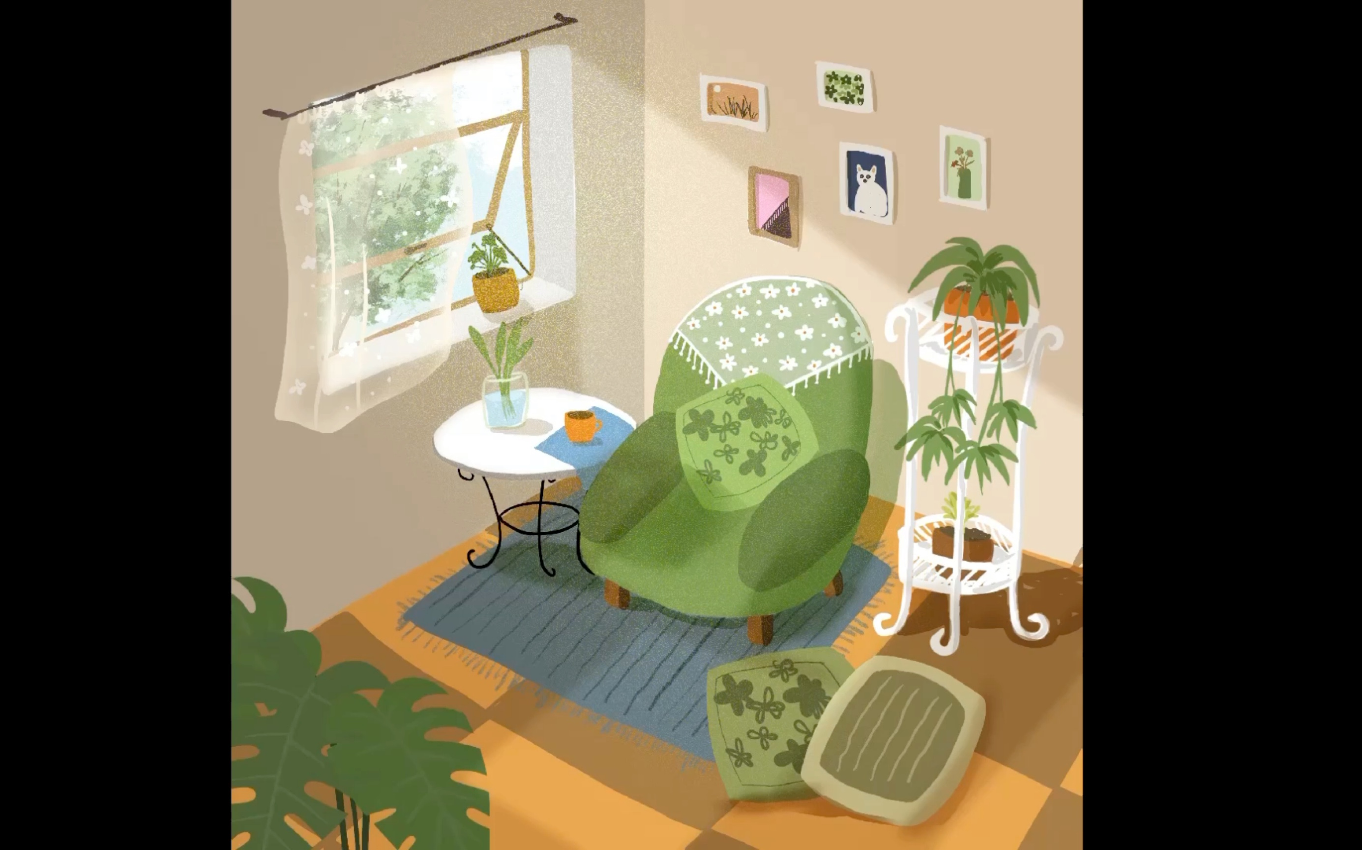 procreate 绘画过程 家居一角