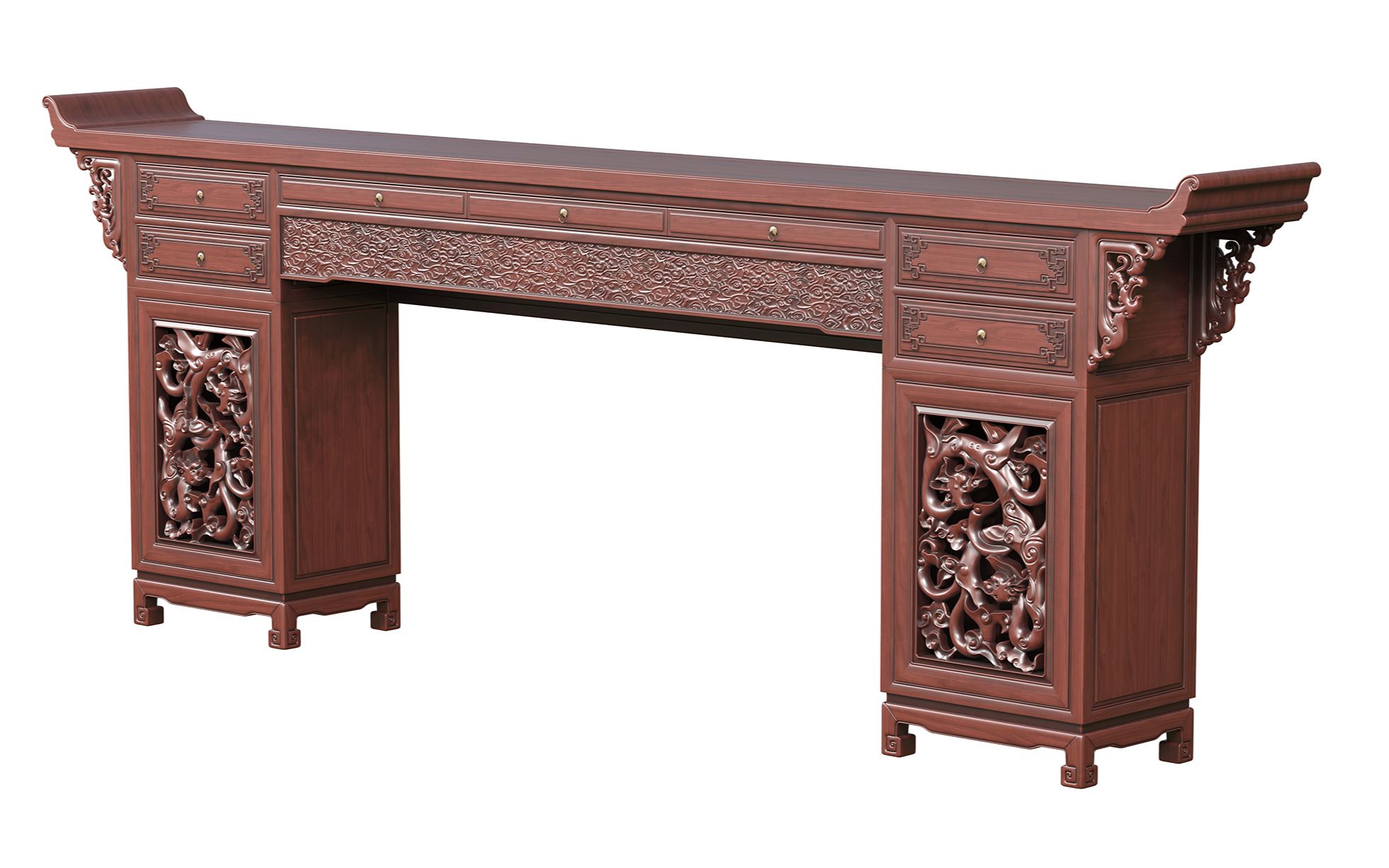 №347中式条案建模渲染过程