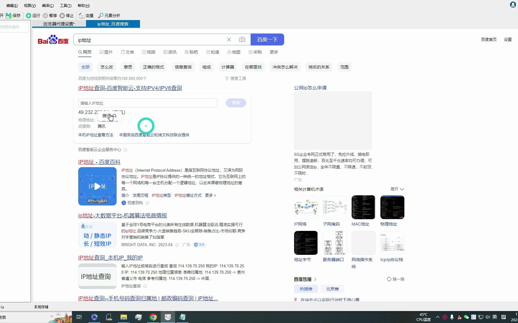 浏览器设置代理示例