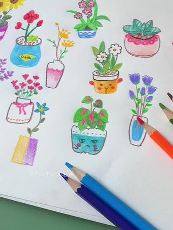 ...100幅彩铅小画 #简笔画 #零基础学画画 #简易花草画法 #彩铅 #儿童画