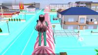 樱花校园模拟器:小镇发生特大水灾,女主跑酷艰难逃离