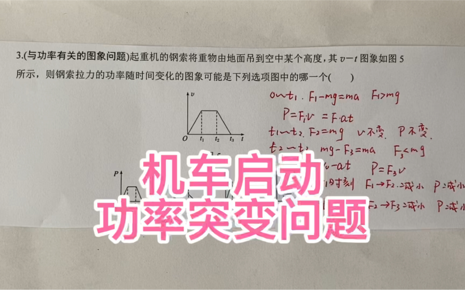 高中物理,机车启动,功功率突变问题!与图像有关的典型考题!