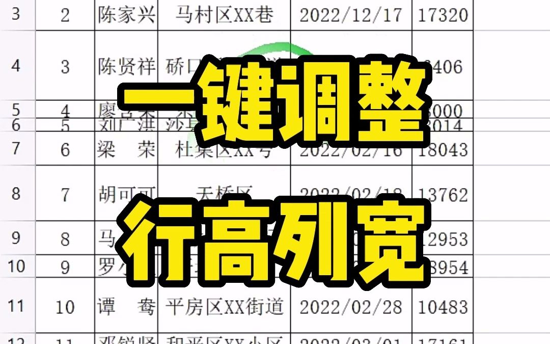 一键调整表格的行高列宽,这个技巧还有谁不会用的?