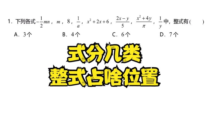【七上数学】整式:“式”分几类?“整式”又有哪些呢?