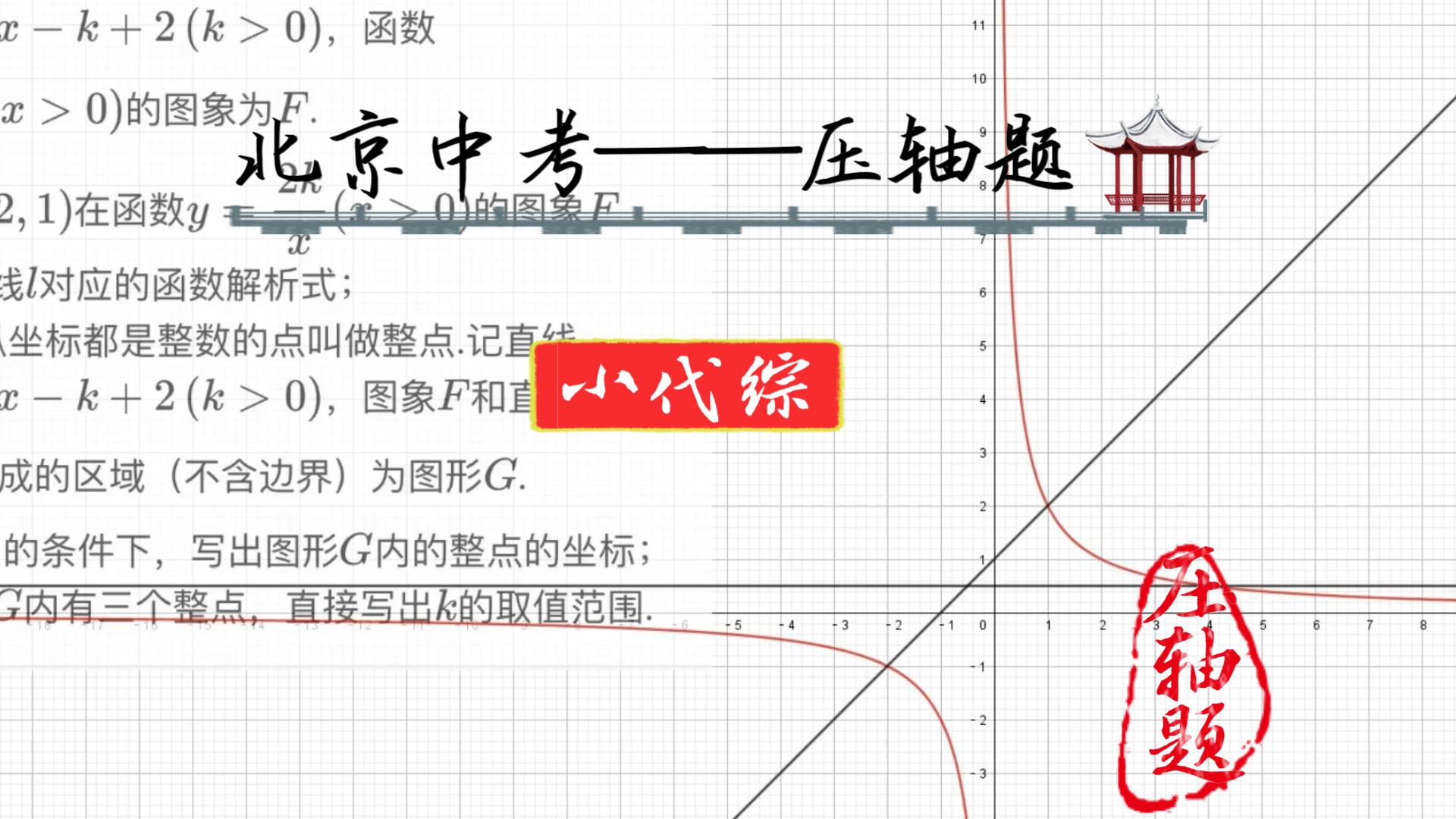北京中考压轴题——一小代综(一次函数与反比例函数整点问题)
