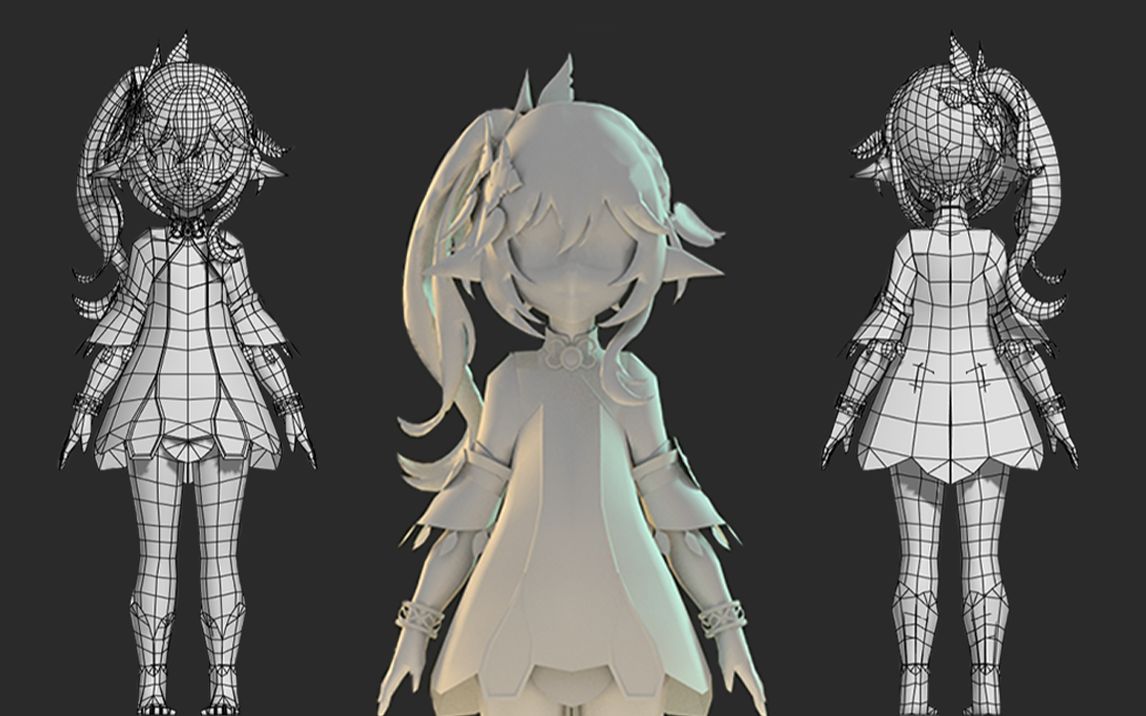 原神 纳西妲3dmax建模,游戏角色模型制作教学,从长方体开始制作