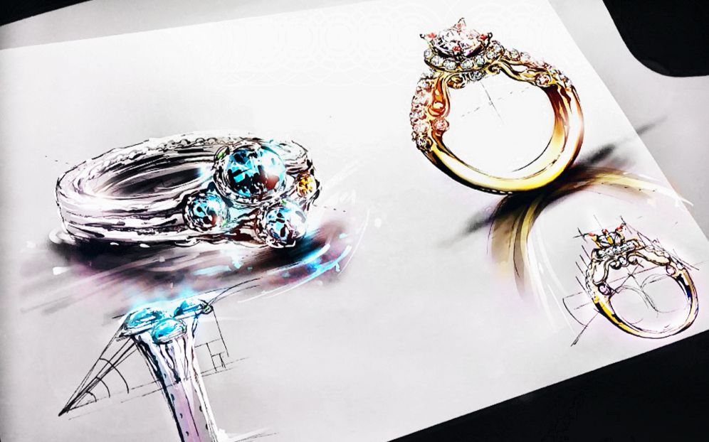 【板绘】两小时两只戒指设计图 绘画过程