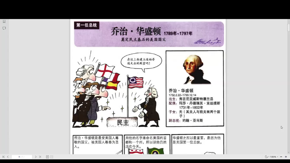 漫画美国总统,第一任:乔治•华盛顿(1789-1797)