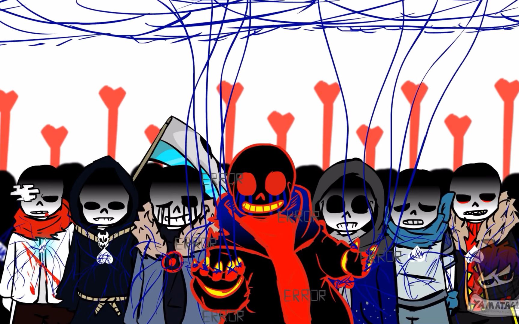 【Undertale】Ink VS Error 战斗动画 (作者:Yamata41)