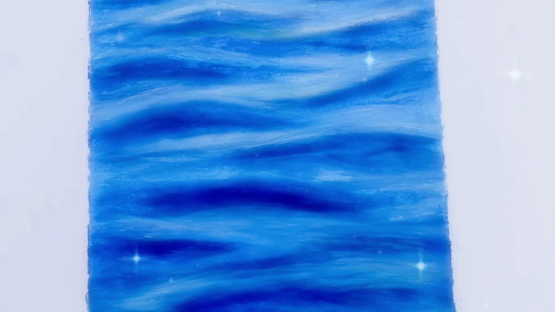 油画棒+手指 = 海浪