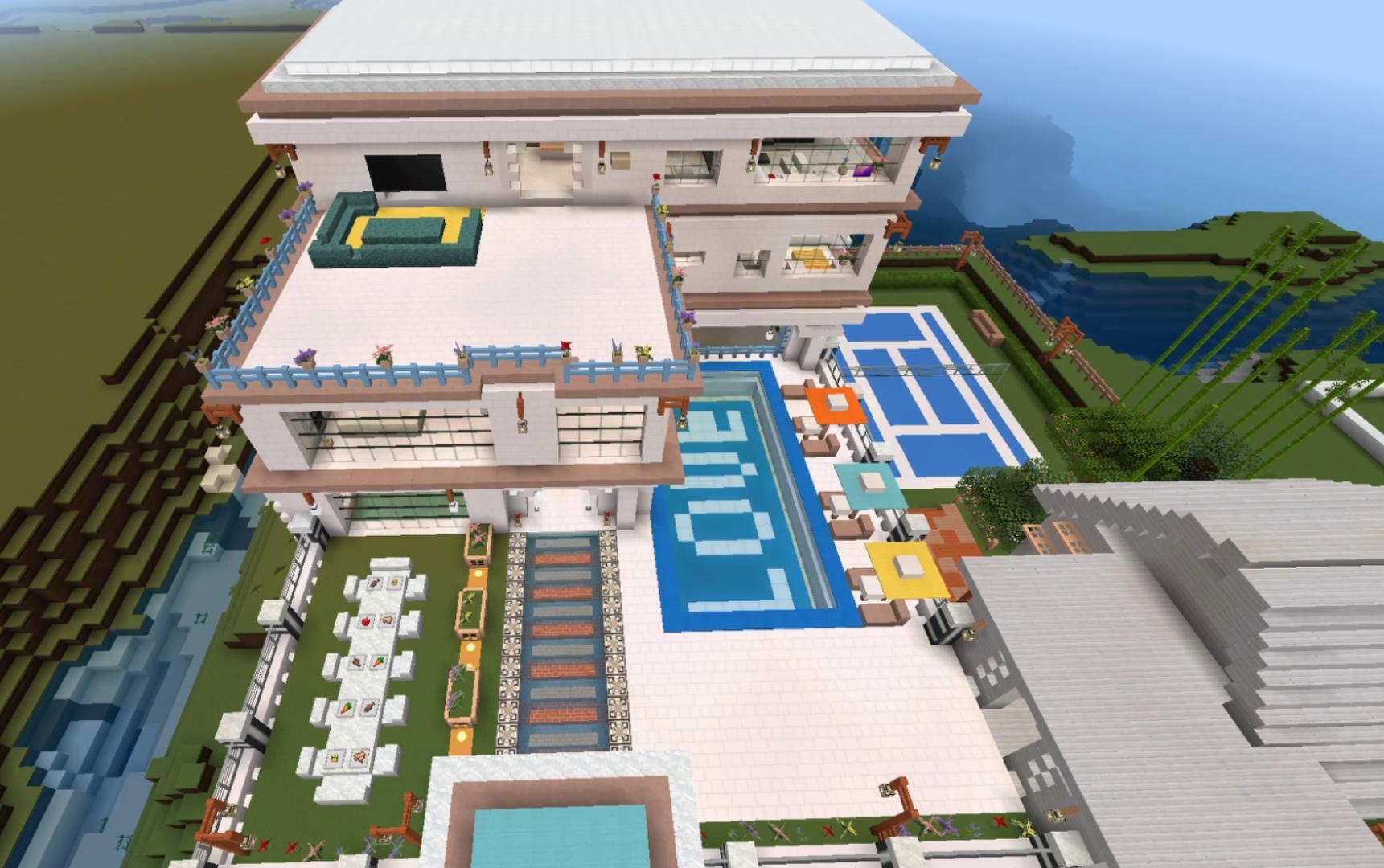 【我的世界】手游网易版创造模式大型实用现代海景别墅