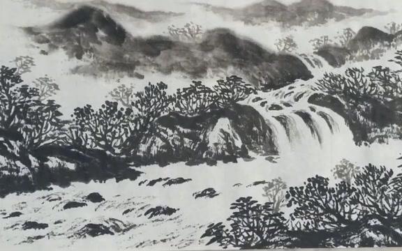 朋友们请注意:纯水墨山水作画步骤来了,学习方法简单明了!