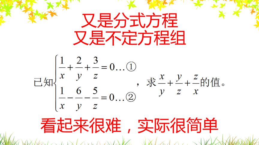 又是分式方程,又是不定方程组,看起来很难,实际很简单