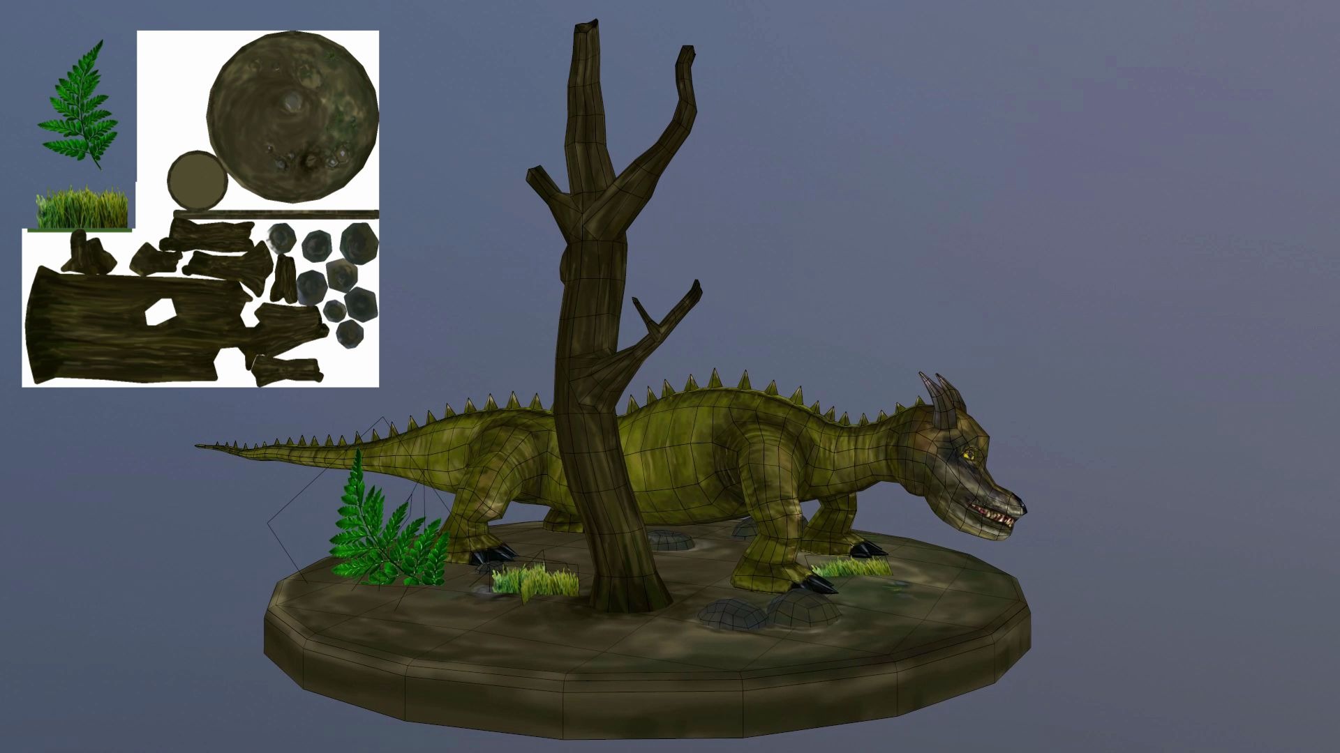 我以前在大学制作的低面数模型——爬行狼