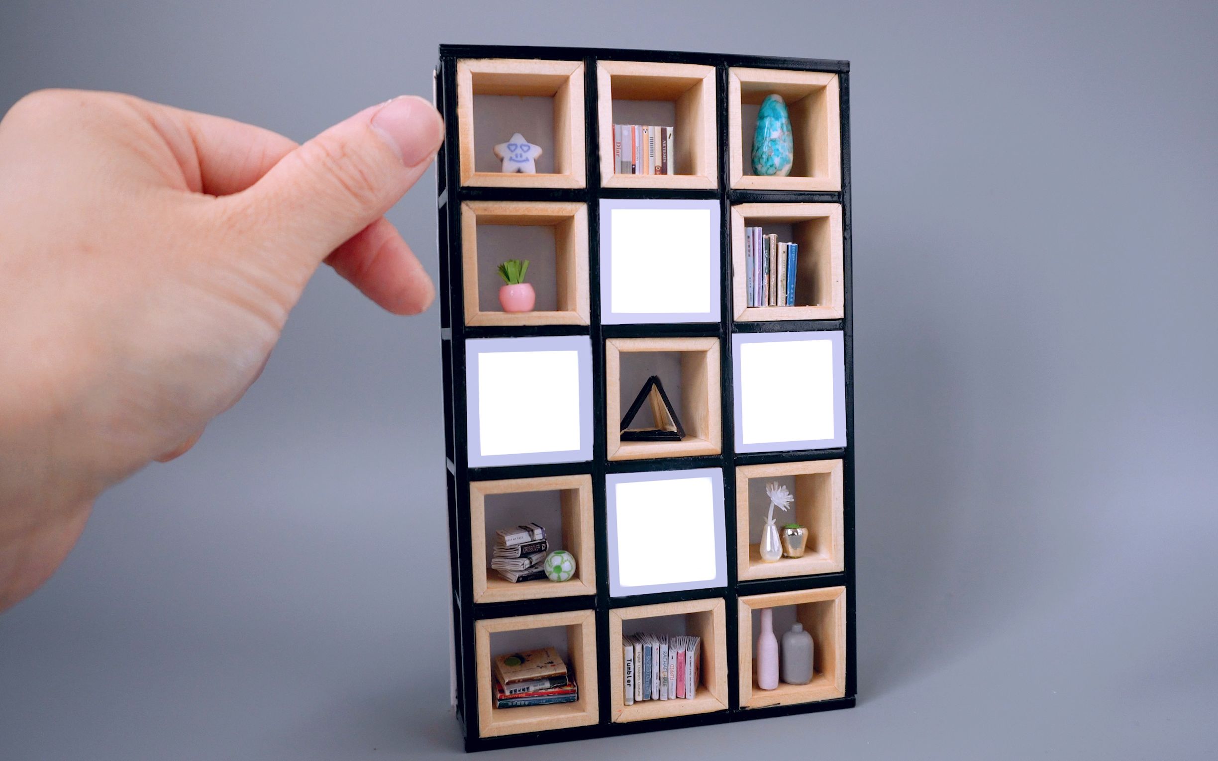 【微缩家具】DIY多格单元展示柜模型教程