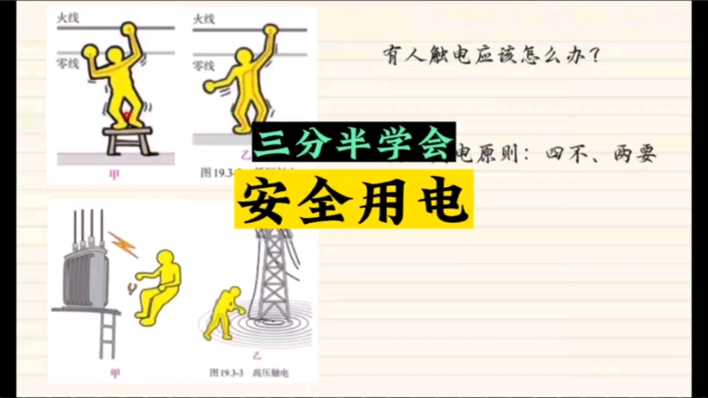 【九年级上物理,安全用电】知识点:低压触电+高压触电+触电咋办+安全...