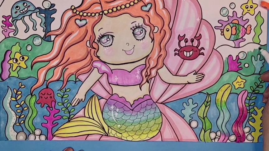 儿童画可以这样画,可爱又漂亮的海公主,简单收藏起来吧