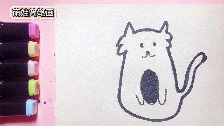简笔画:画一只可爱的小猫,这样画简单