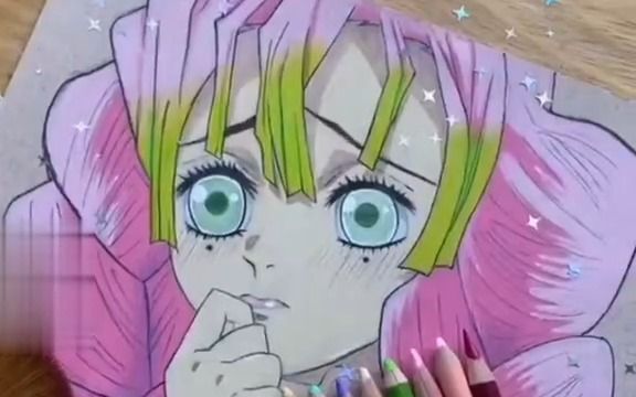 【手绘动漫】鬼灭之刃 恋柱 上色过程