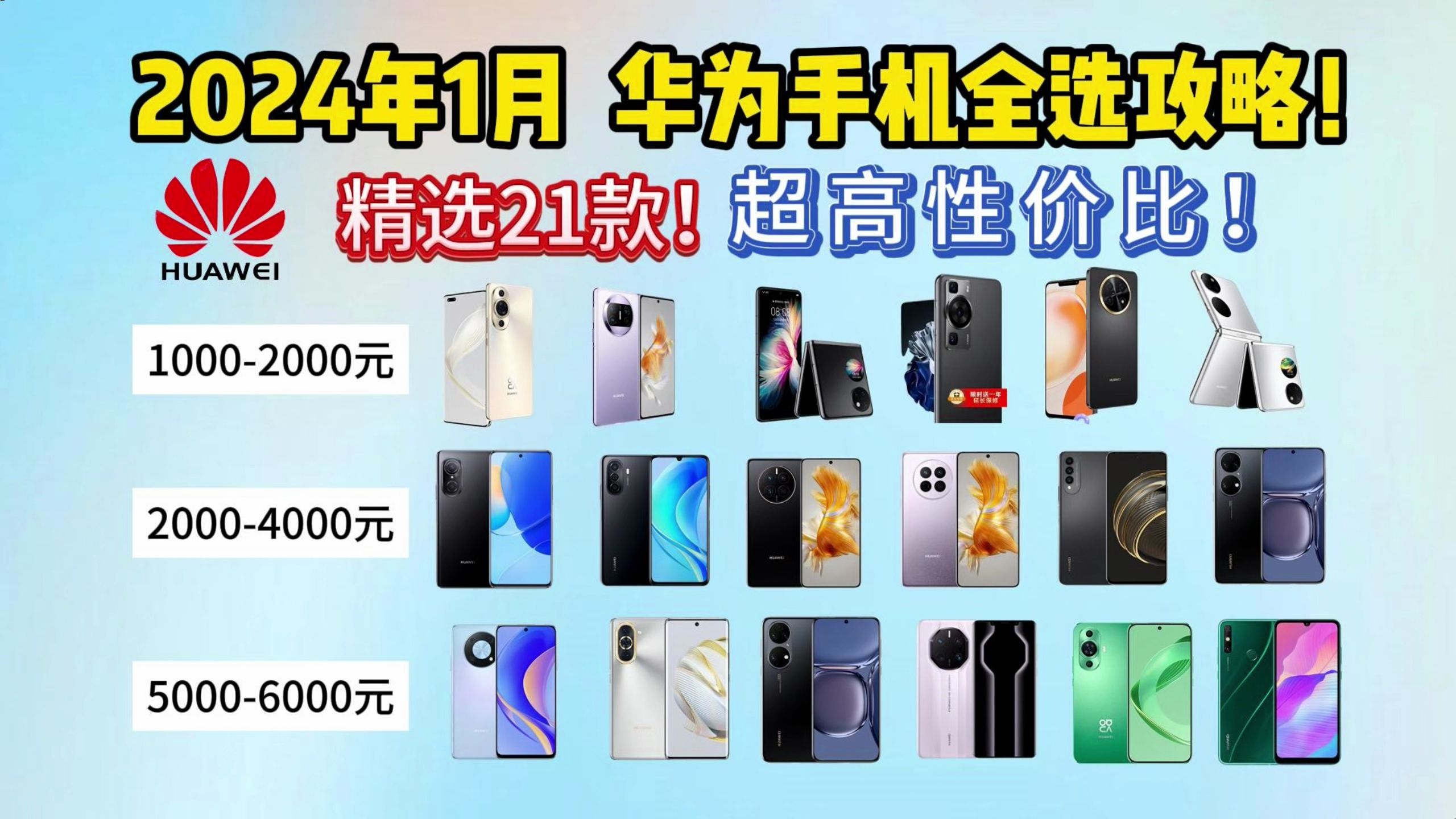 2024年1月【建议收藏】 精选21款华为手机各系列介绍及选购指南!|...