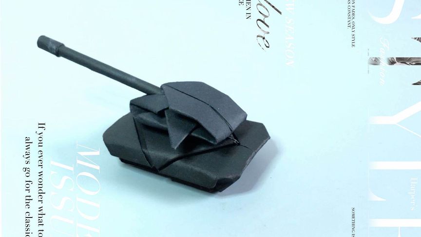 折纸教程:简单好玩的坦克折纸,一张A4纸搞定,熊孩子太爱啦