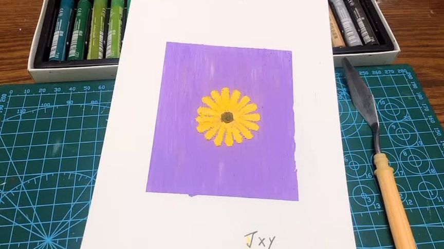 看起来越简单其实越难 花瓣总刮不好 继续努力吧#油画棒 #画画