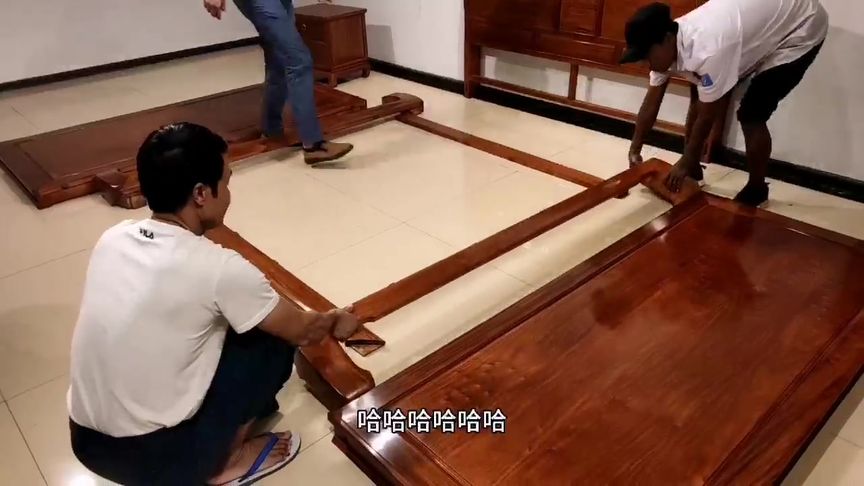 红木家具好不好拆开看!缅甸花梨新中式床真材实料全榫卯随便拆装