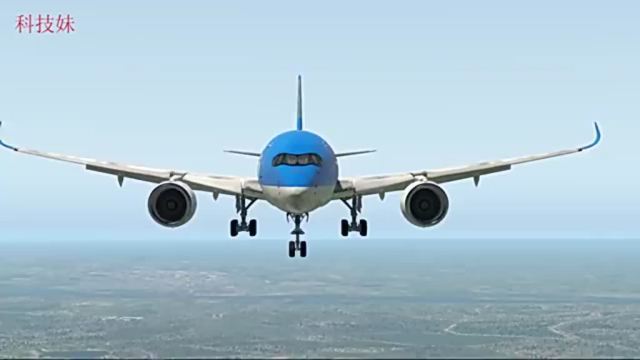 3D动画演示A350 客机顺利飞行,降落后进入跑道