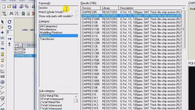 「昌东科技」proteus教程:选择基本元件