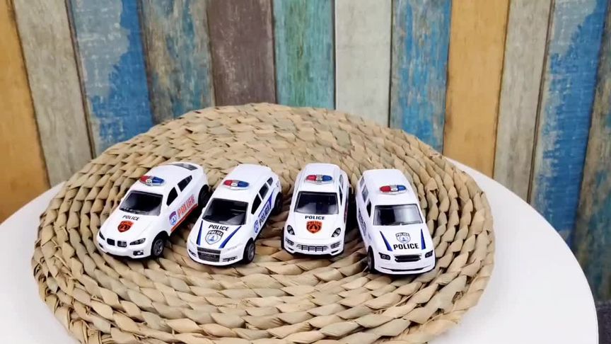 合金车模型儿童玩具警察小汽车,男孩小汽车警车公安车赛车套装