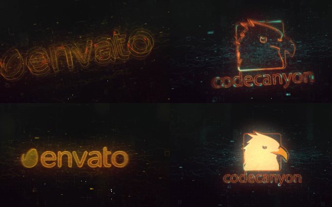 AE模板-黑客代码故障轮廓生成科技特效的动态LOGO片头模板动态...