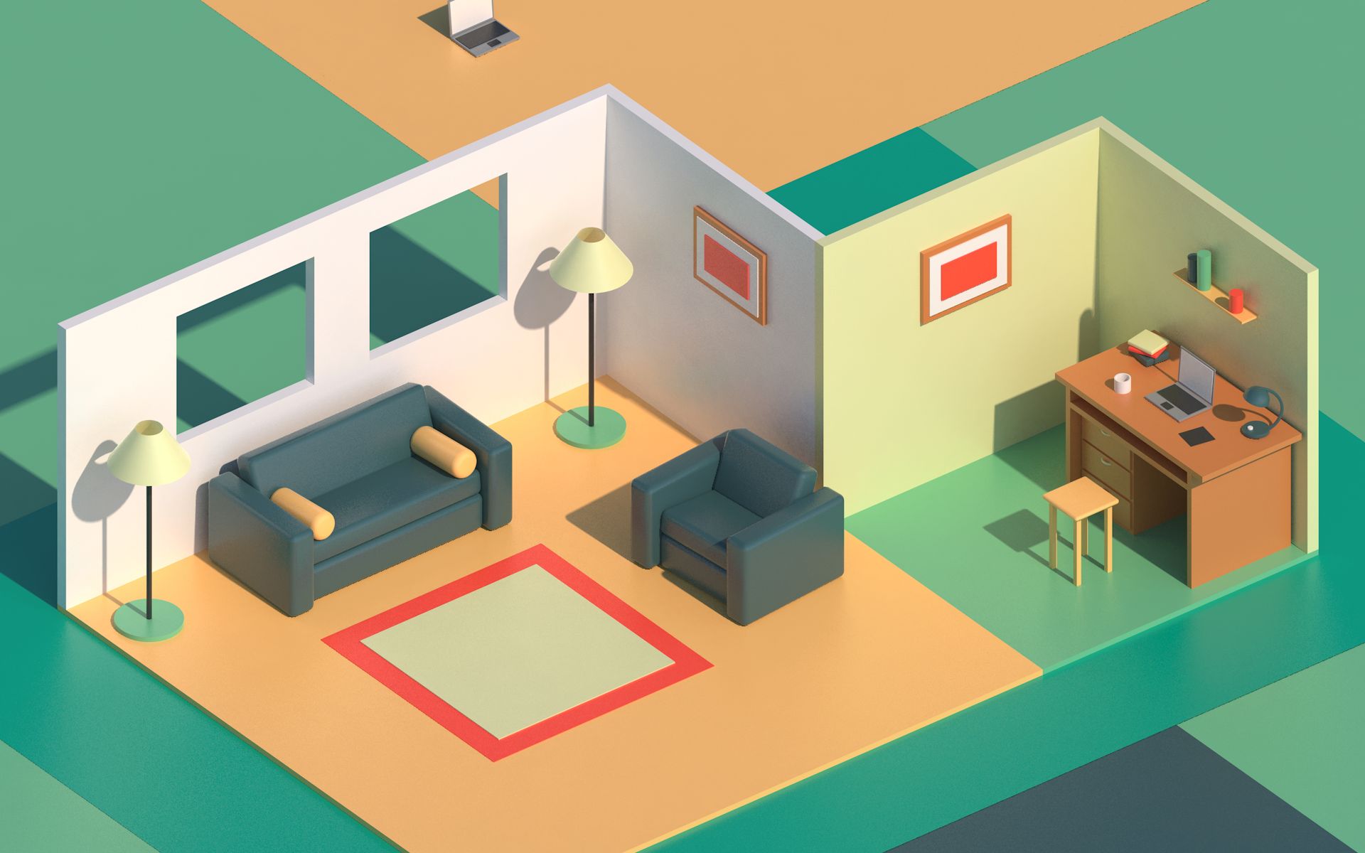 C4D建模实操案例教程03,2.5D清新卡通风格,快来学习