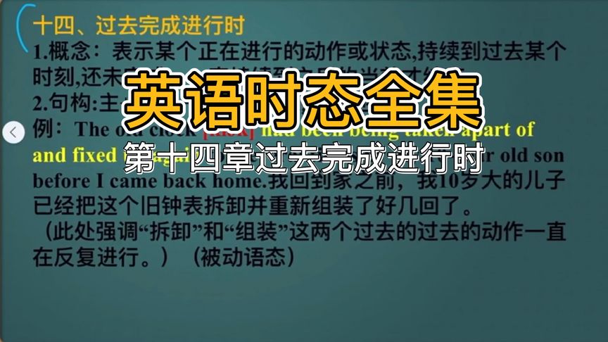 英语时态全集 第十四章:过去完成进行时