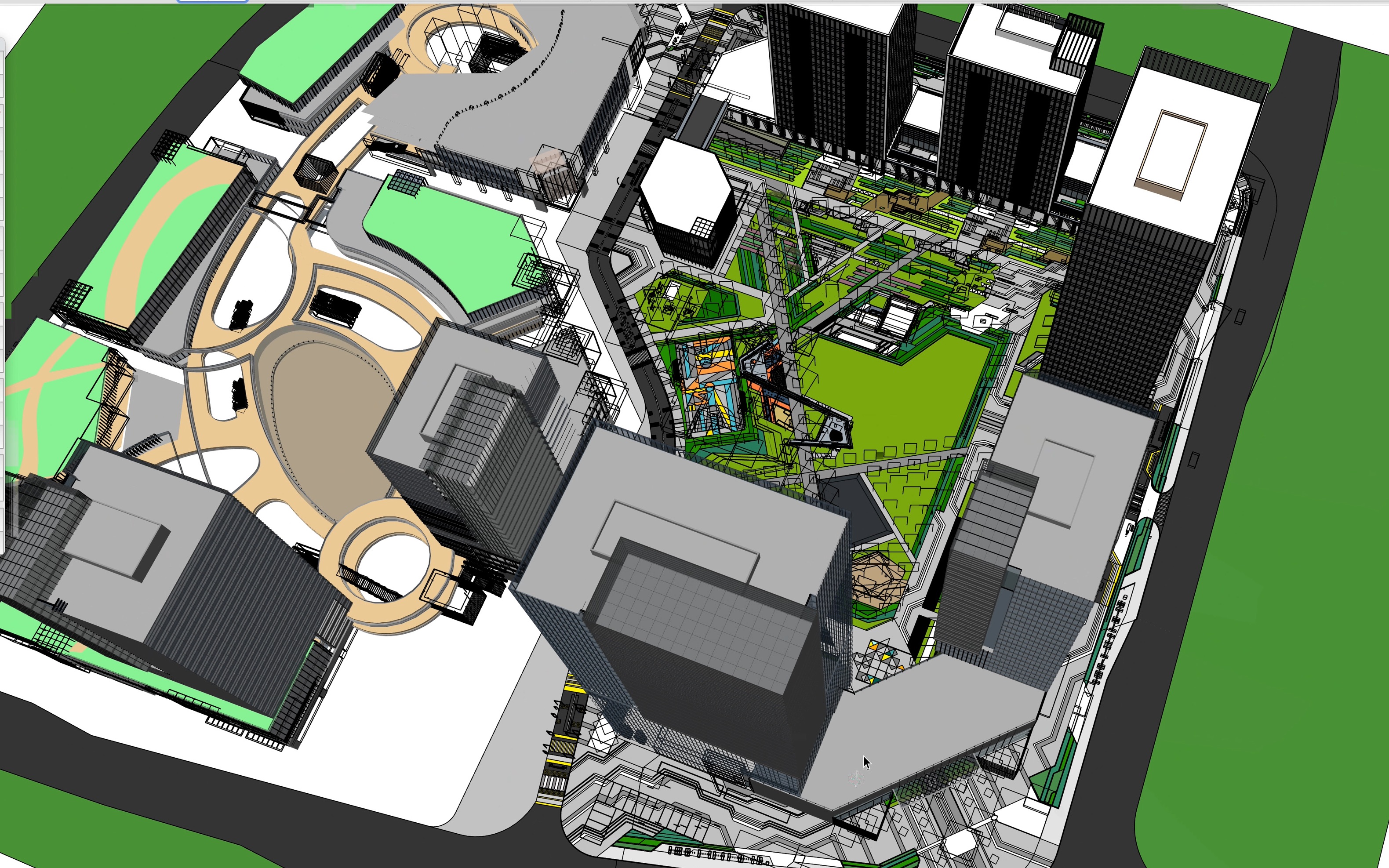 《终身制永久更新精选景观》SU模型深化 商业街广场 景观建模