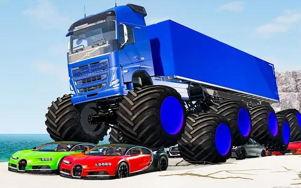 ...巨型怪兽卡车 VS 各种汽车,十分解压!【beamng.drive车祸模拟器】